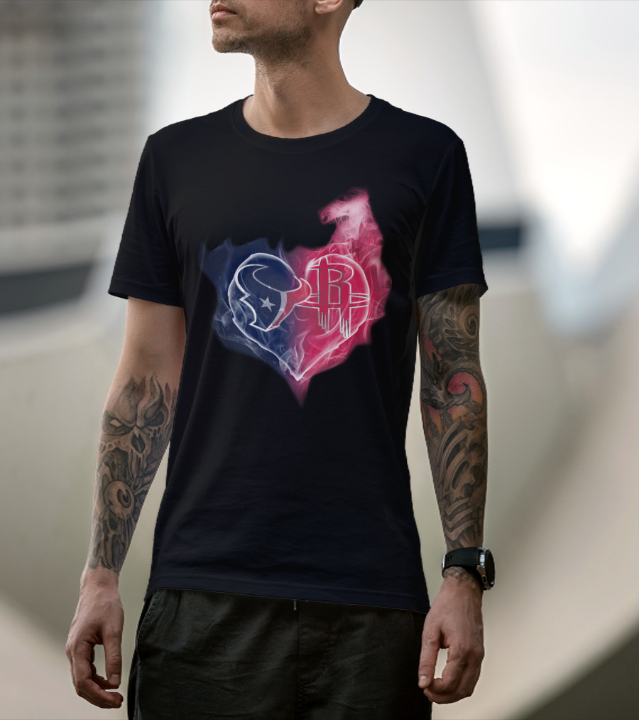 Houston Texans Rockets Heart Logo Fusion T-Shirt
