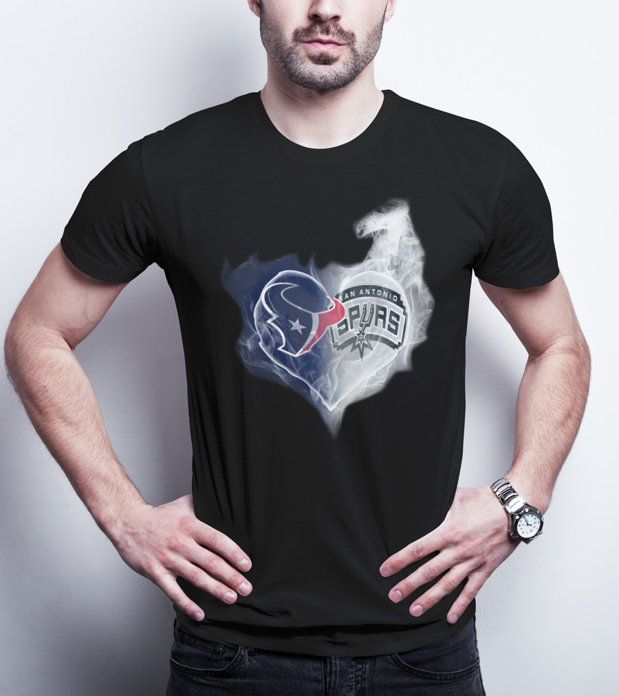 Houston Texans San Antonio Spurs Heart Shape T-Shirt