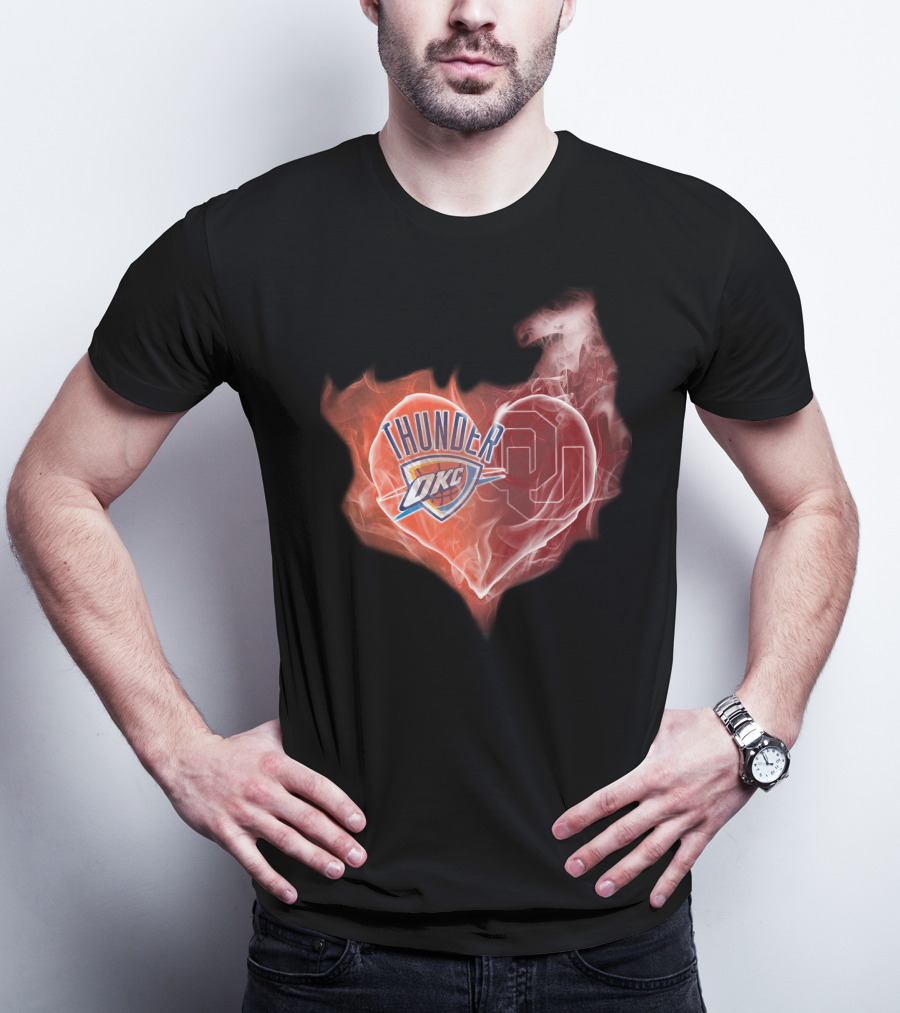 Oklahoma City Thunder Heart Ou Smoke T-Shirt