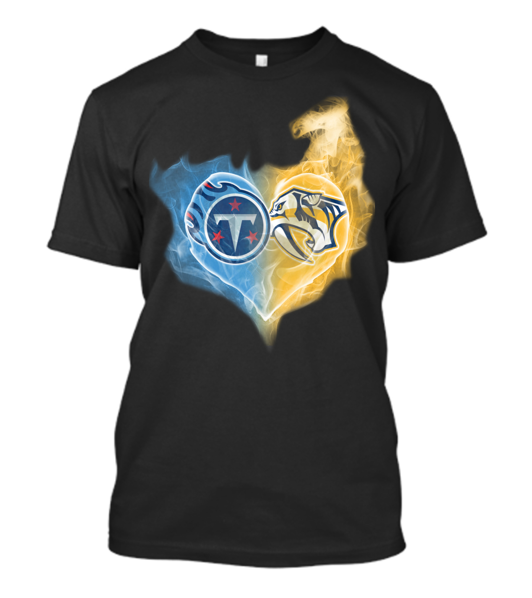 Tennessee Titans Titans And Nashville Predators Heart Logo T-Shirt
