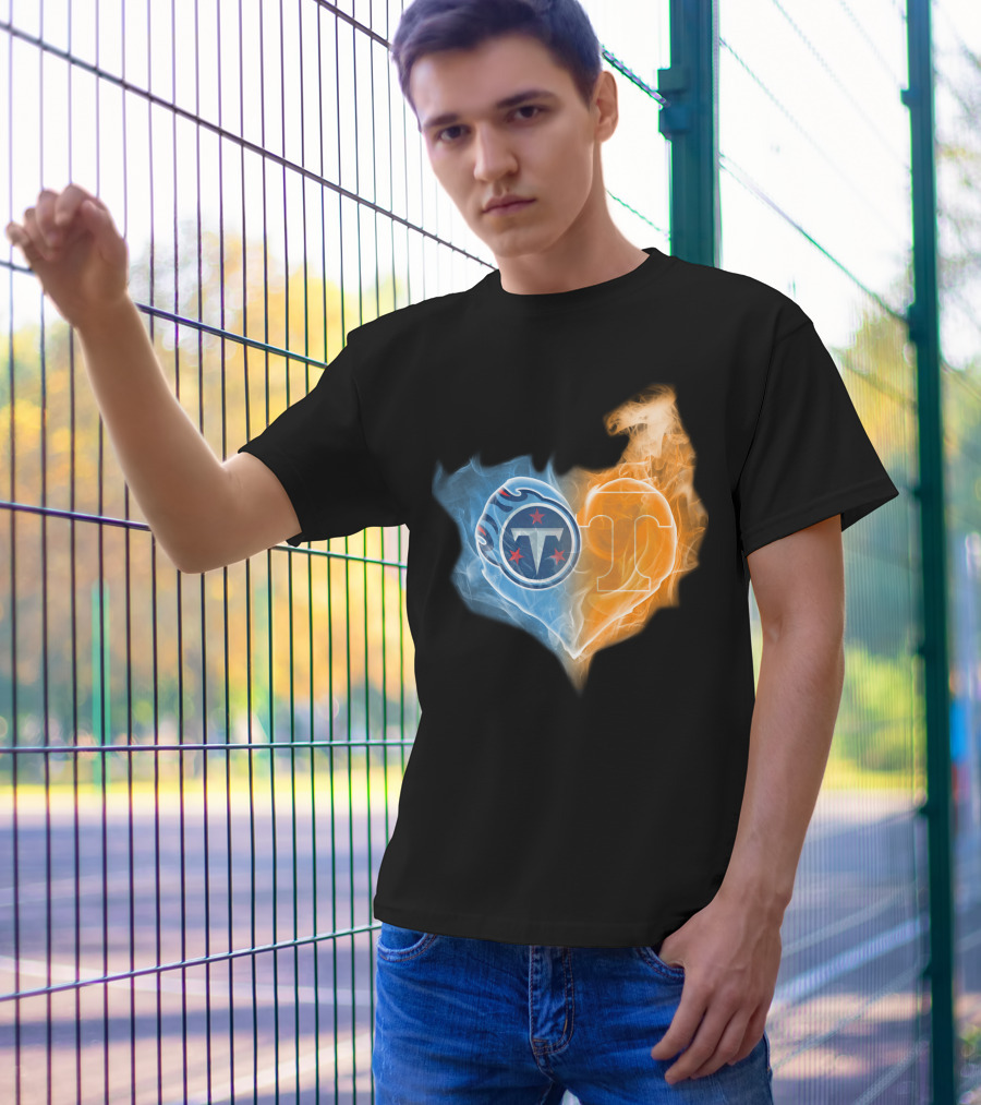 Tennessee Titans Volunteers Heart Flame Fusion T-Shirt