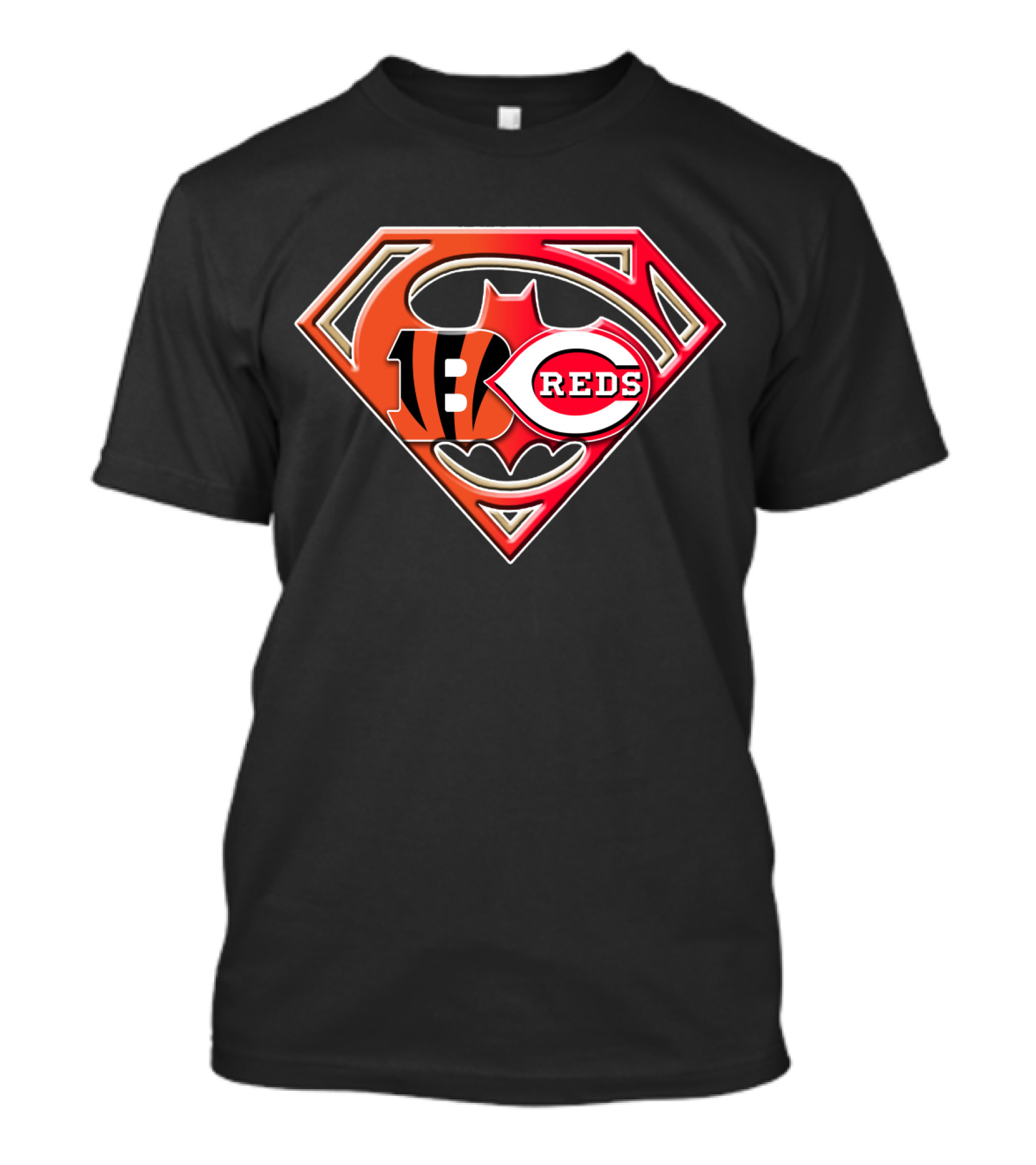 Cincinnati Bengals Reds Superman Batman Logo Fusion T-Shirt
