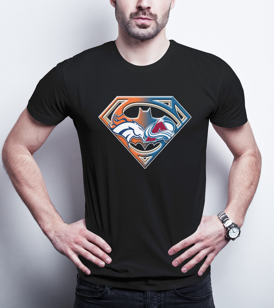 Denver Broncos Colorado Avalanche Batman Superman Logo Bat 016 T-Shirt