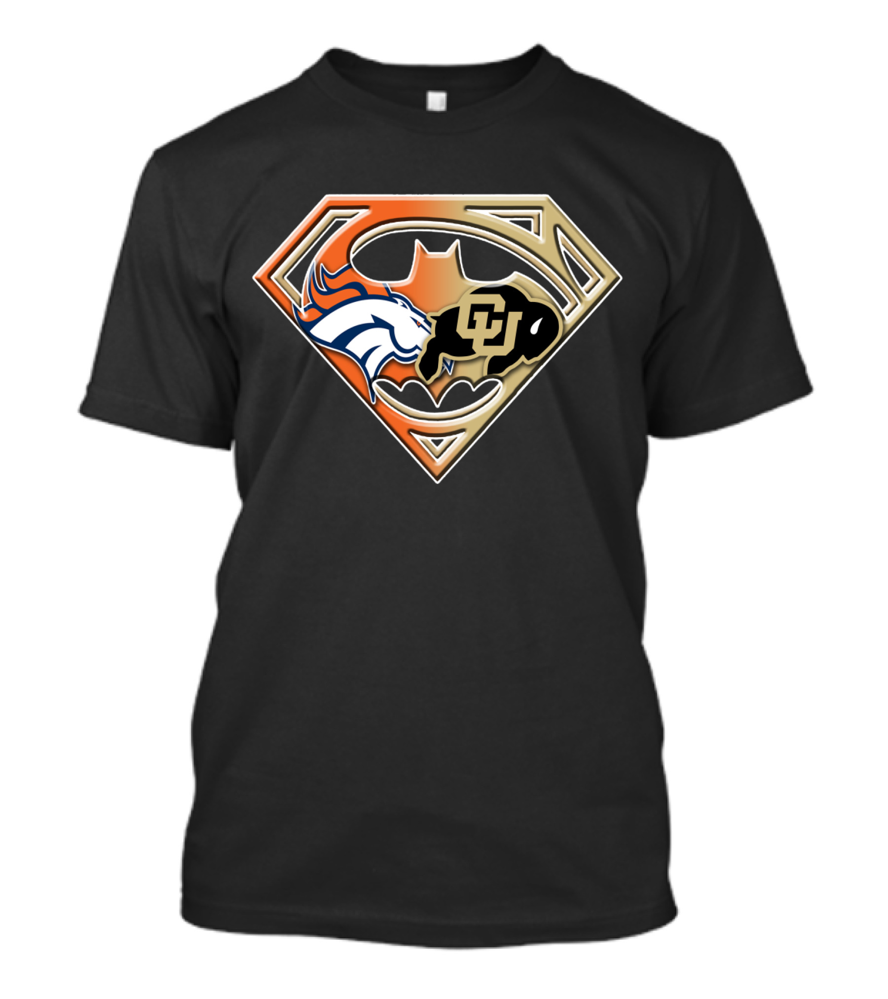 Denver Broncos Colorado Buffaloes Superman Batman Logo Combination T-Shirt