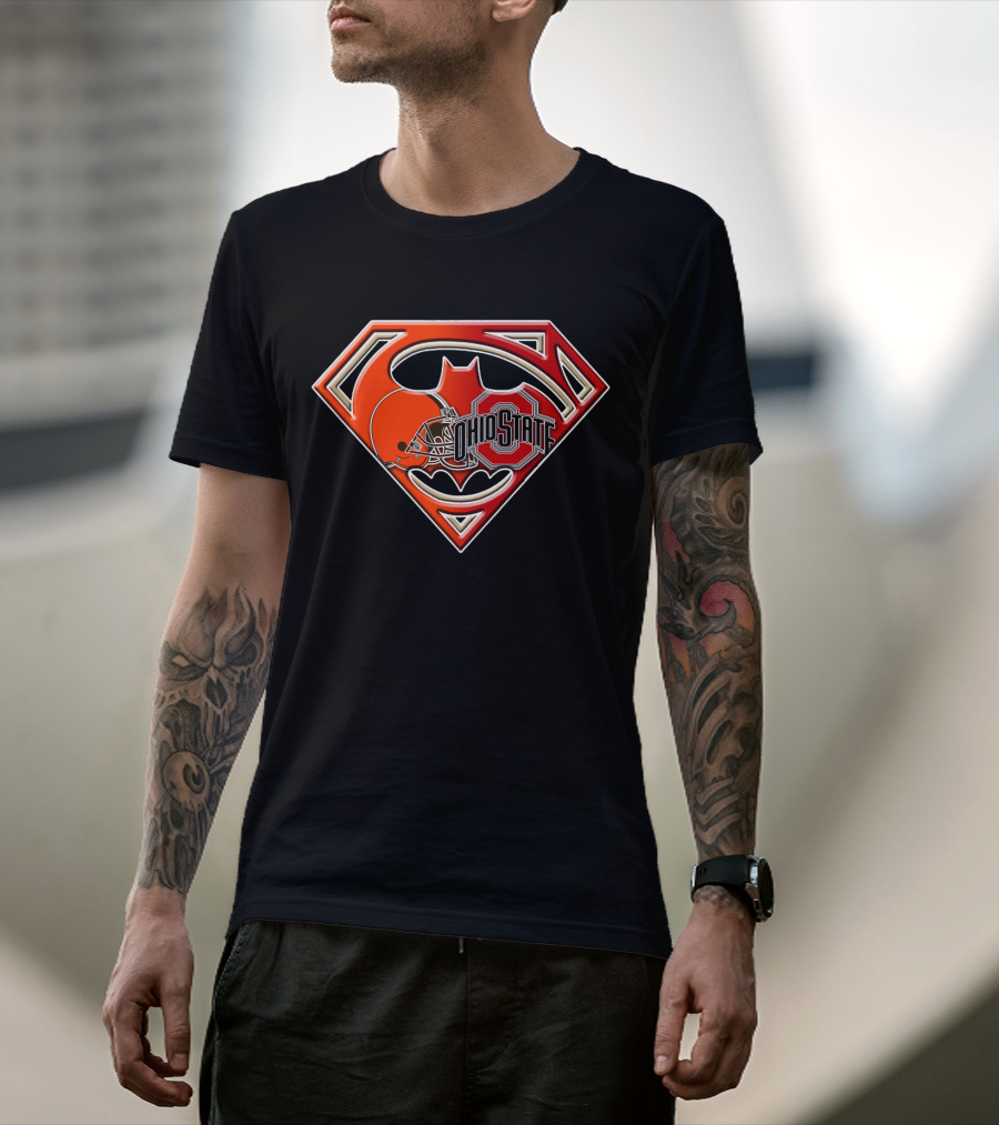 Ohio State Superman Batman Browns Logo Bat T-Shirt