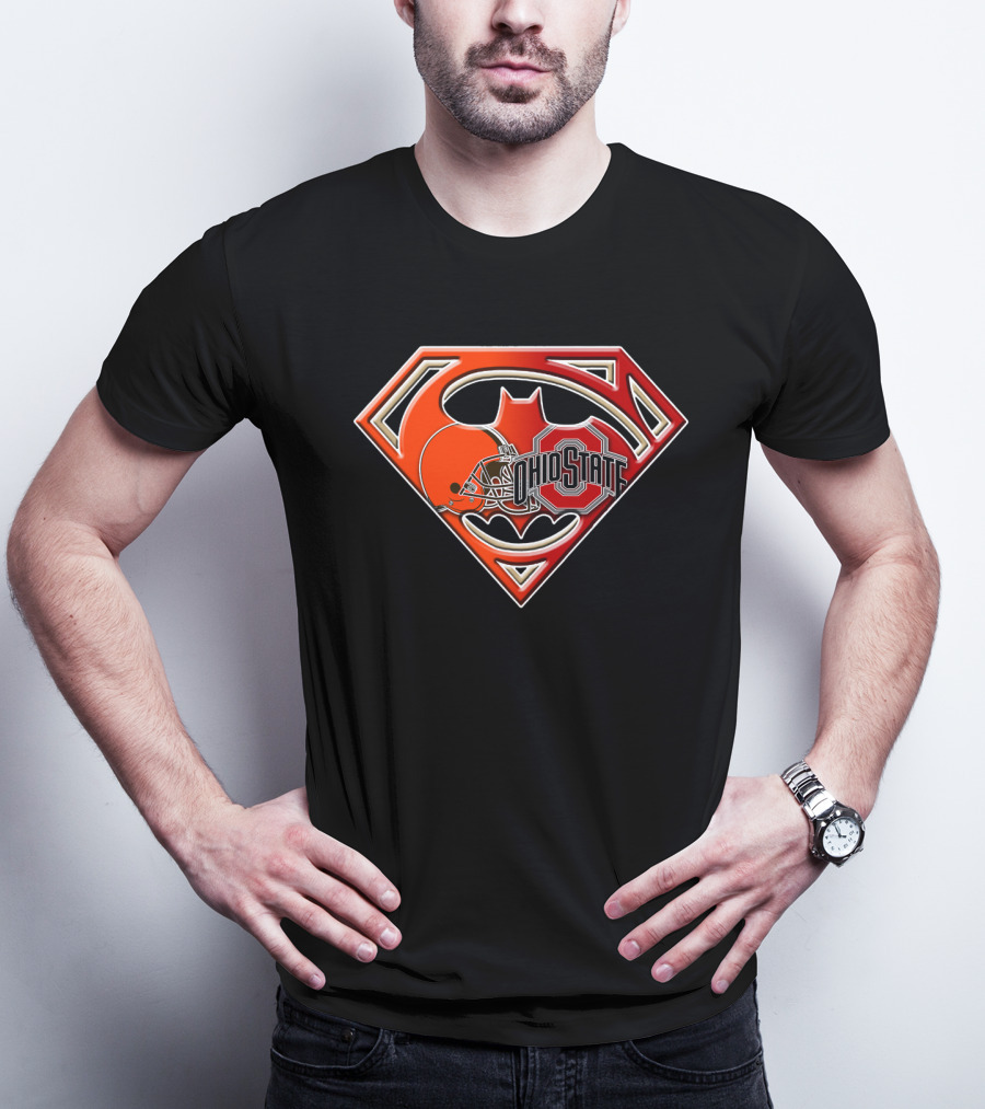 Ohio State Superman Batman Browns Logo Bat T-Shirt