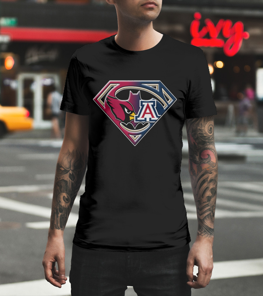Arizona Cardinals Arizona Wildcats Superhero Logo Fusion Bat 031 T-Shirt