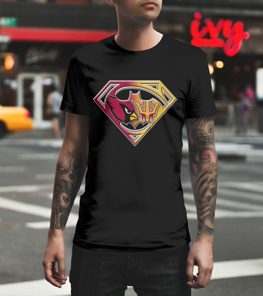 Arizona Cardinals Asu Sun Devils Superman Logo Fusion Bat 030 T-Shirt