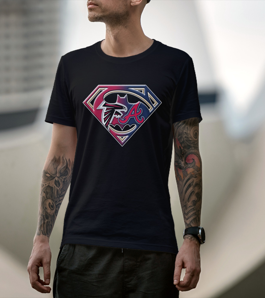 Falcons Braves Superman Batman Shield Emblem Bat T-Shirt