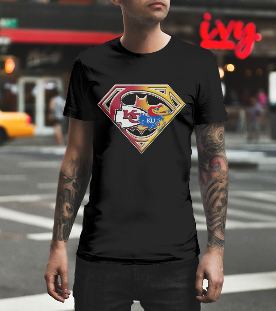 Kansas City Chiefs Kc Ku Jayhawks Superman T-Shirt