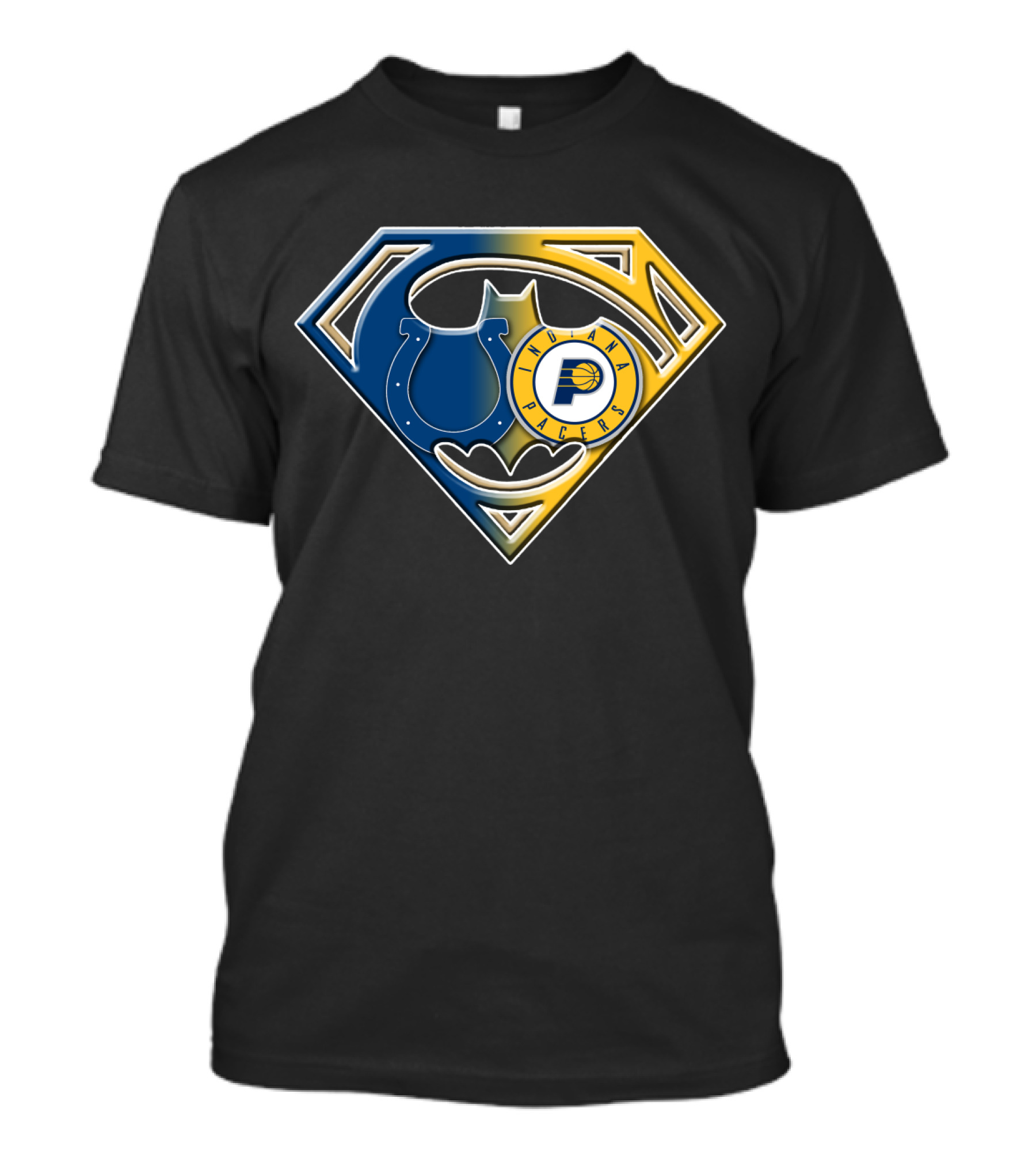 Indiana Pacers Colts Batman Superman Shield Bat T-Shirt