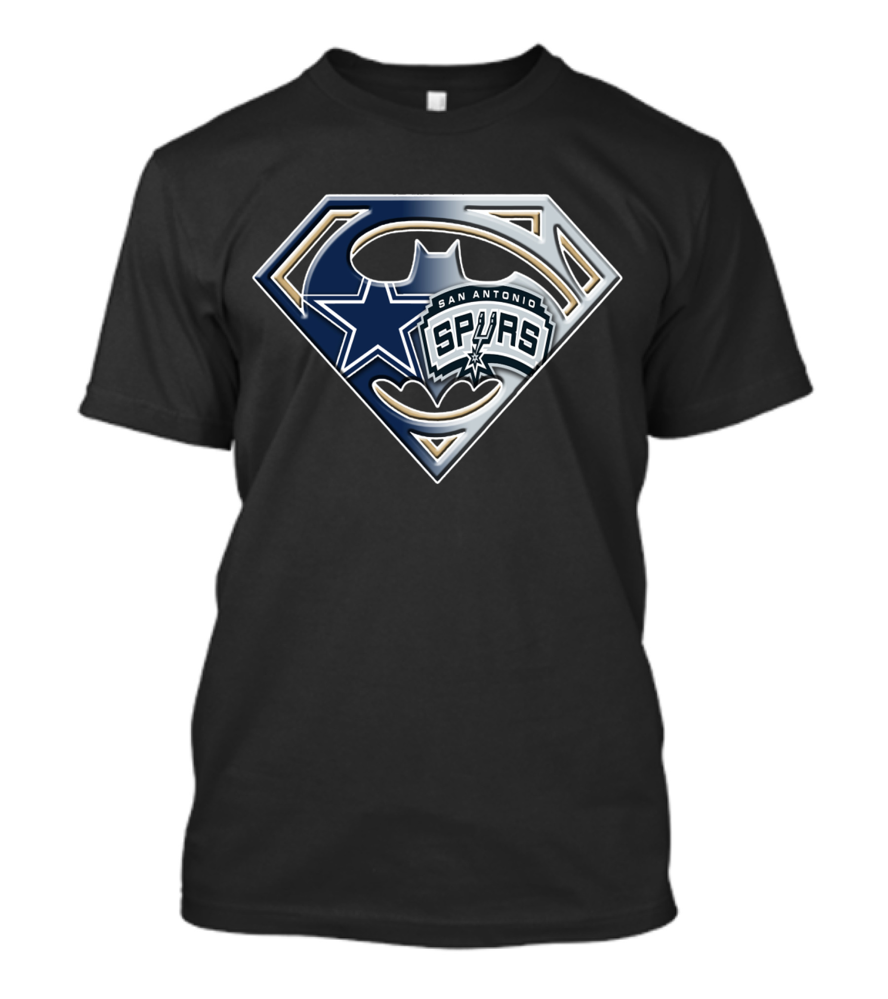 Superman Batman Dallas Cowboys San Antonio Spurs Logo Mashup T-Shirt