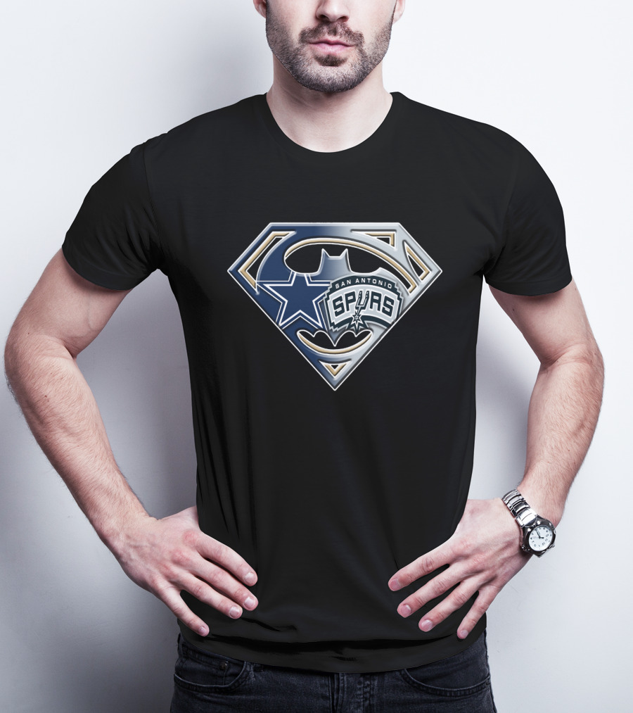 Superman Batman Dallas Cowboys San Antonio Spurs Logo Mashup T-Shirt