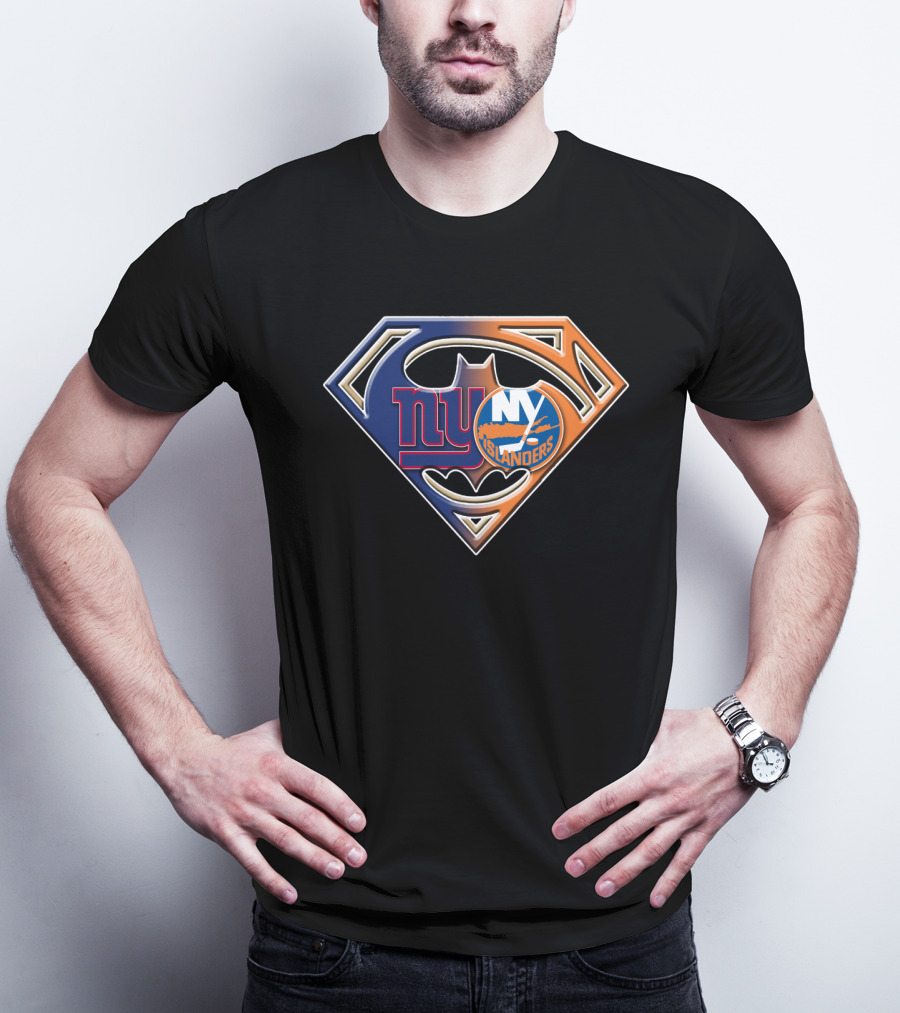 Ny Giants Ny Islanders Batman Superhero Crossover T-Shirt