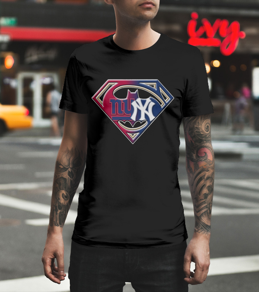 Superman Batman New York Giants Yankees Crossover 067 T-Shirt