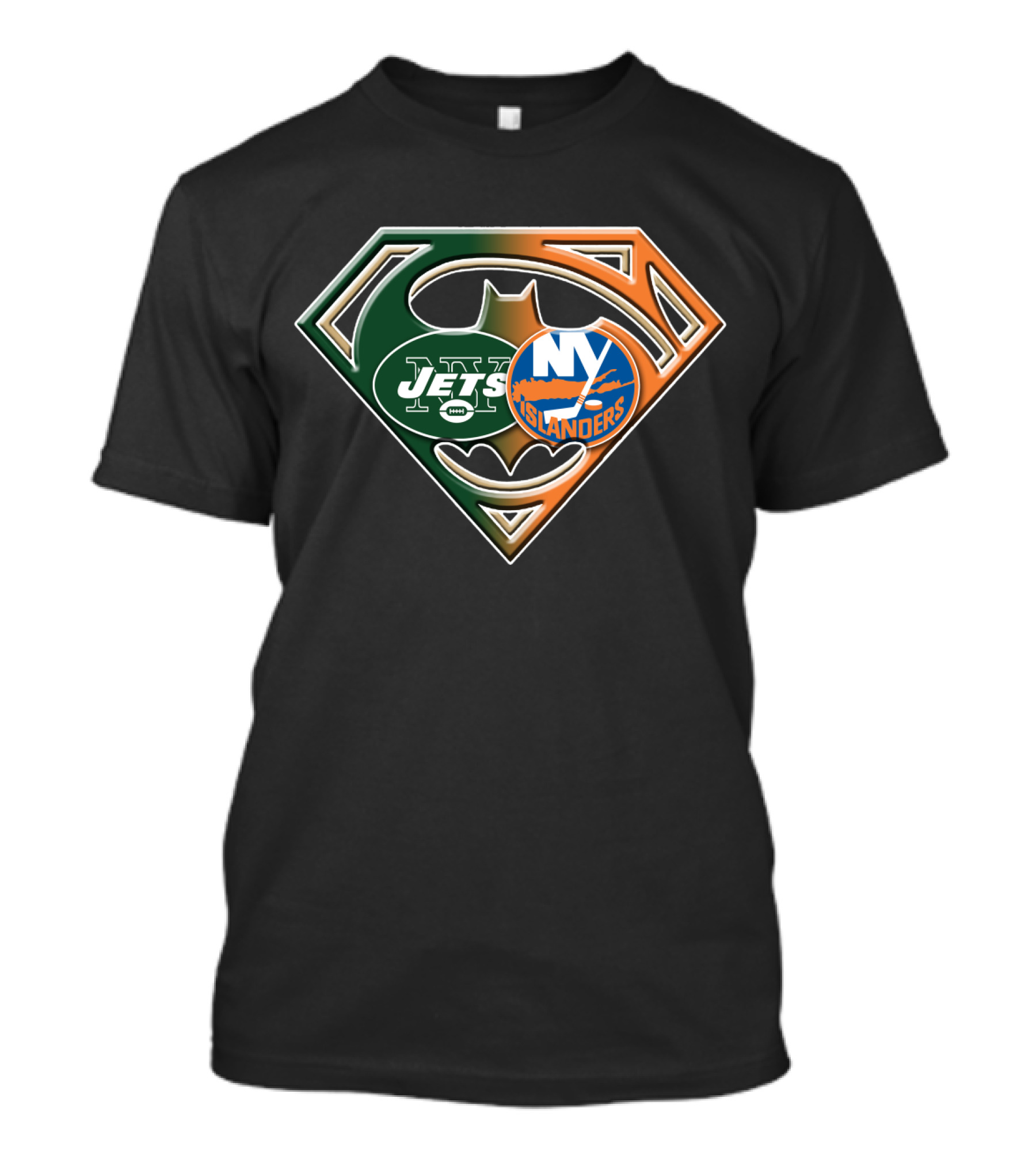 Ny Jets Islanders Superman Batman Logo Mashup T-Shirt