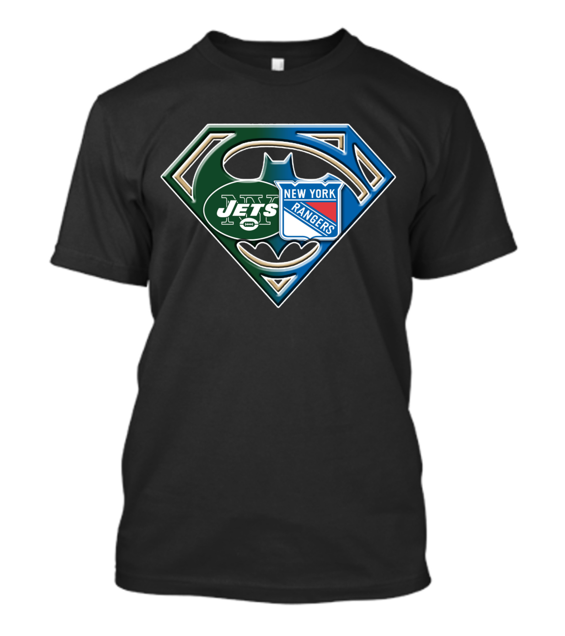 New York Jets Rangers Superhero Logo Bat 071 T-Shirt