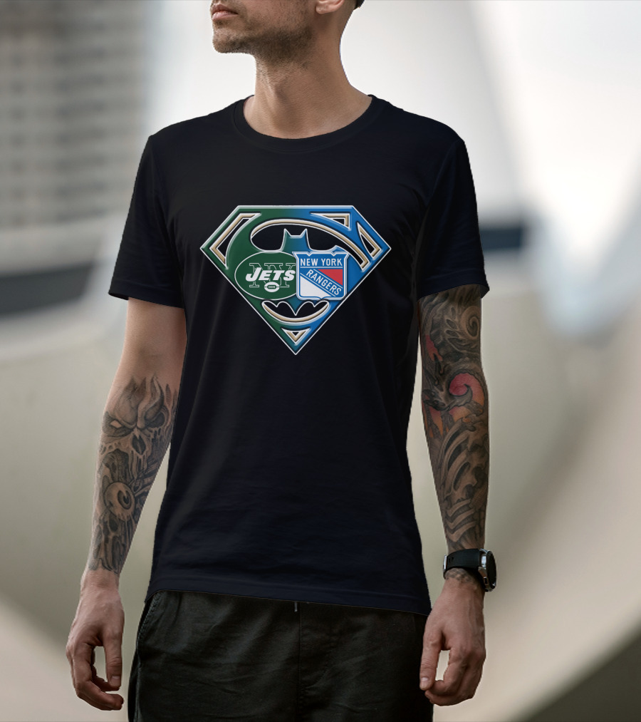 New York Jets Rangers Superhero Logo Bat 071 T-Shirt