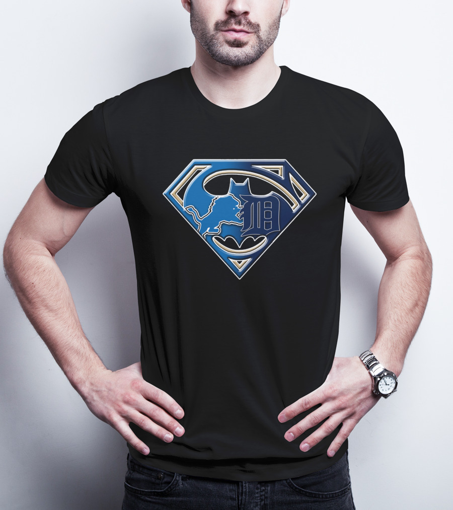 Detroit Lions Batman Superman Logo Fusion Bat 076 T-Shirt
