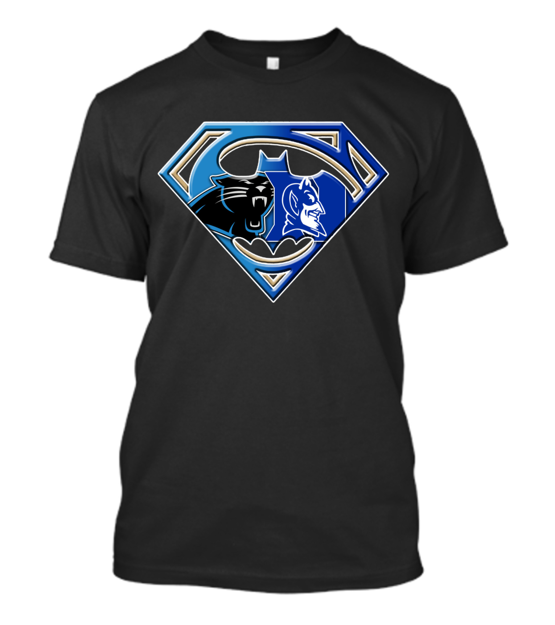 Superman Logo Carolina Panthers Duke Blue Devils Batman Bat T-Shirt