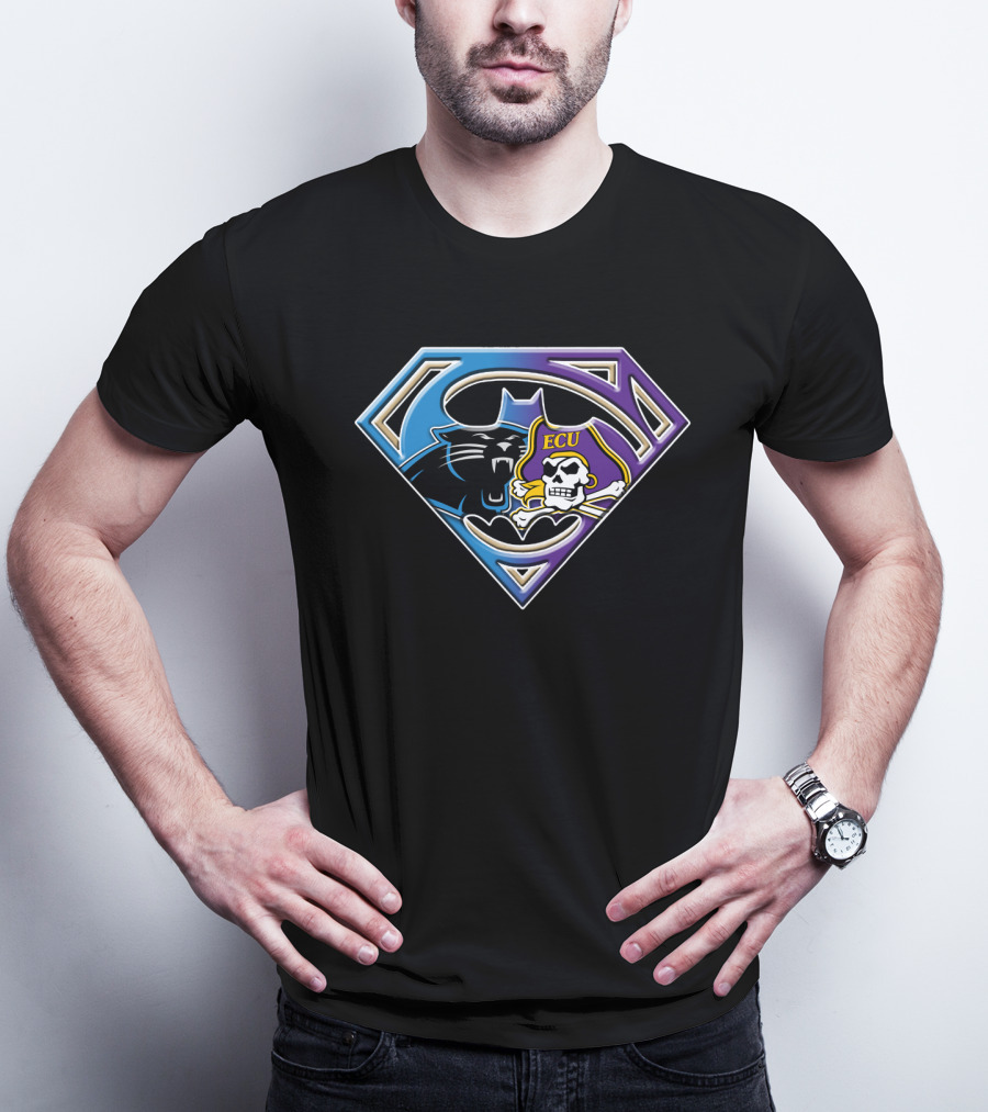 Superman Logo Carolina Panthers Ecu Pirates T-Shirt