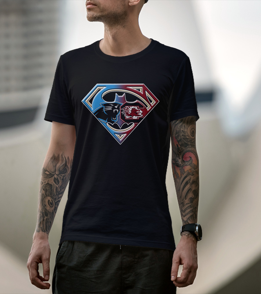 Carolina Panthers South Carolina Gamecocks Superman Shield T-Shirt