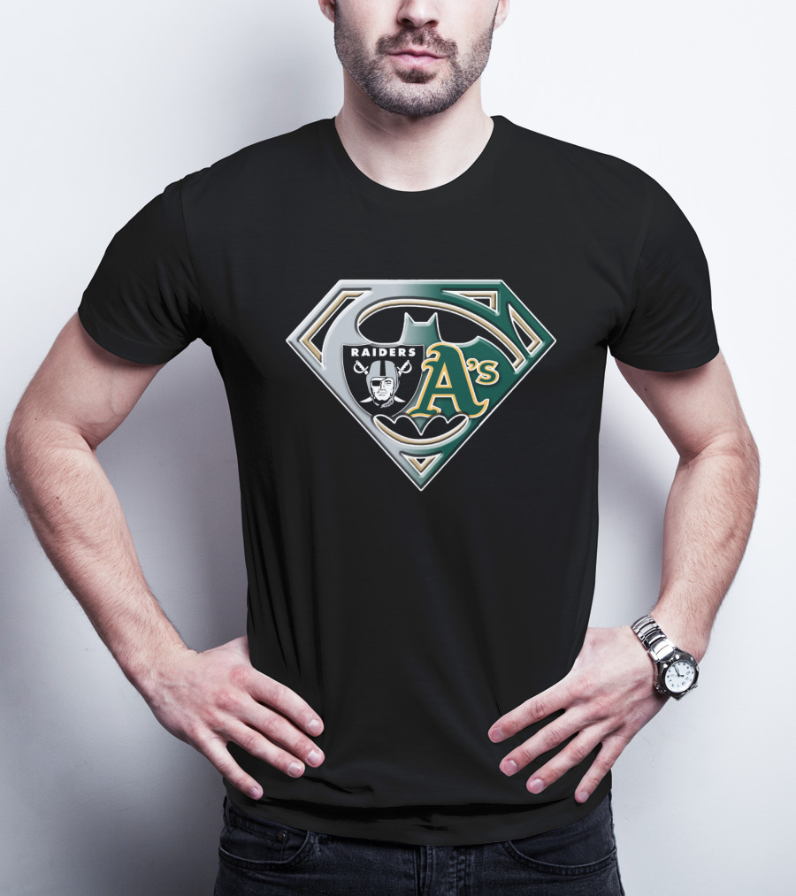 Raiders A's Superman Batman Crossover Logo Bat 097 T-Shirt