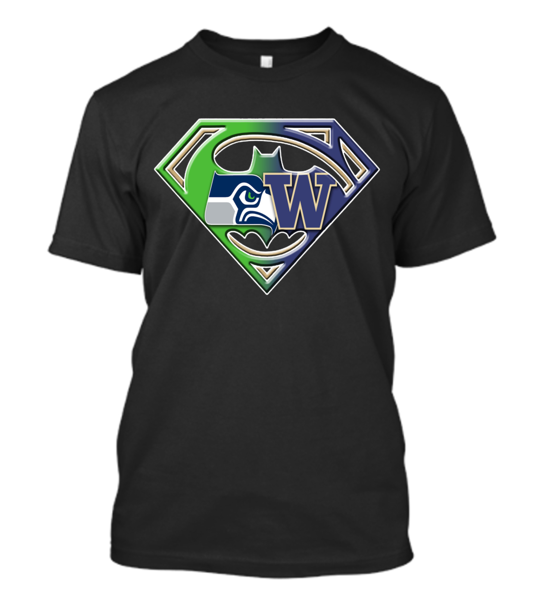 Superman Logo Seattle Seahawks Washington Huskies Bat 111 T-Shirt