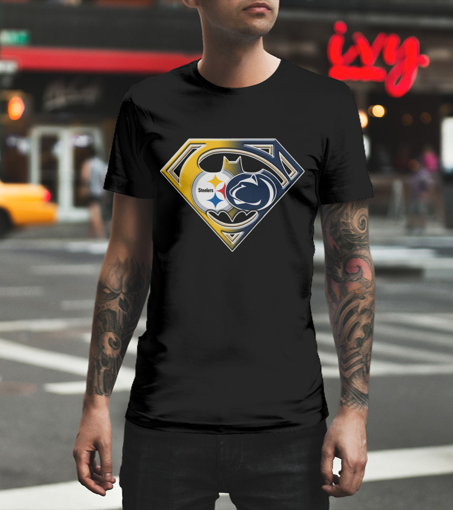Steelers Penn State Batman Superman Logo Fusion Bat 113 T-Shirt