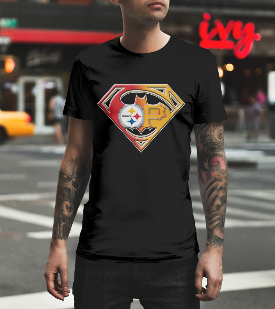 Steelers Pirates Superman Batman Logo Combo T-Shirt