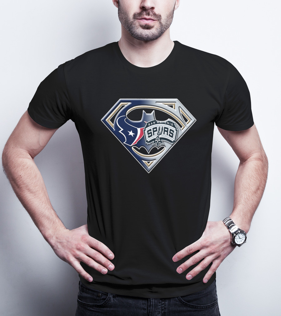 San Antonio Spurs Texans Batman Superman Icon Bat 120 T-Shirt