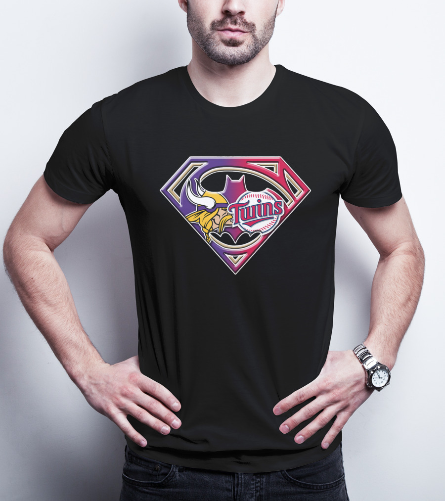 Superman Vikings Twins Baseball Football Fusion T-Shirt