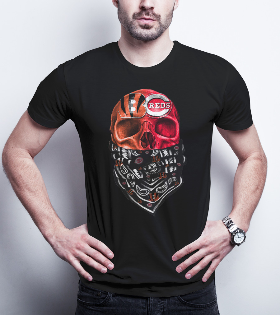 Bengals Reds Skull Bandana T-Shirt