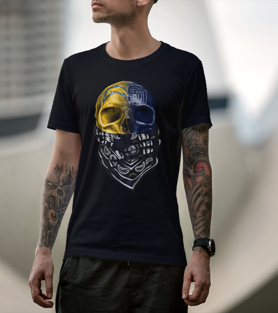 Chargers Padres Skull Bandana T-Shirt