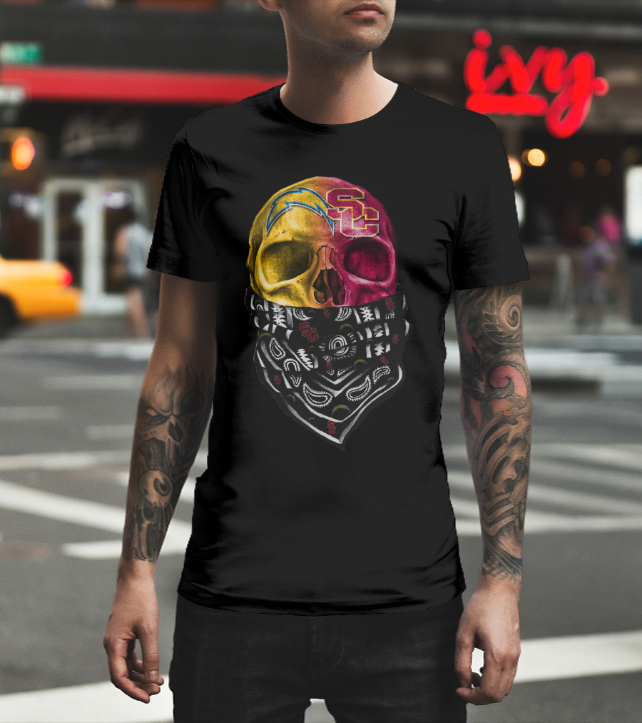 Sku 035 Usc Chargers Skull Bandana T-Shirt