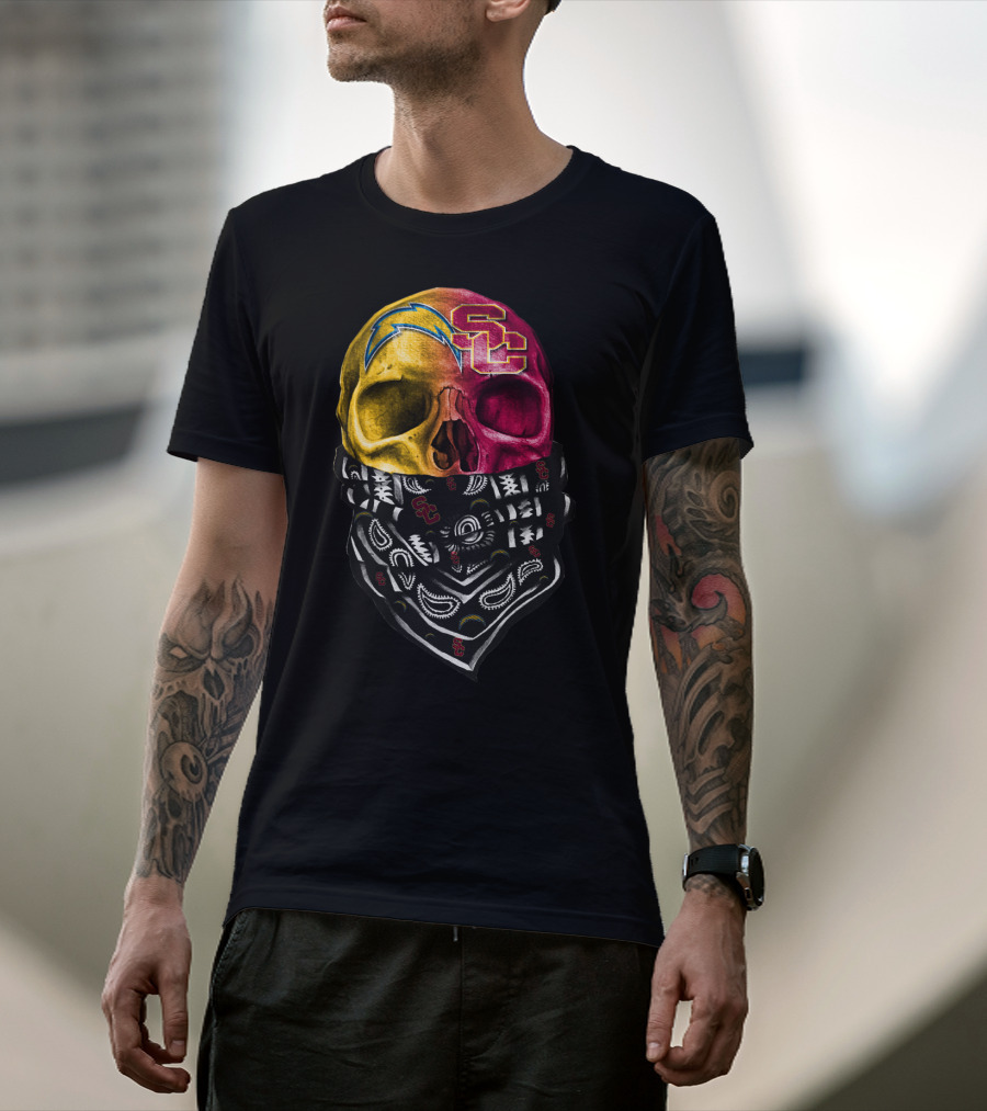 Sku 035 Usc Chargers Skull Bandana T-Shirt