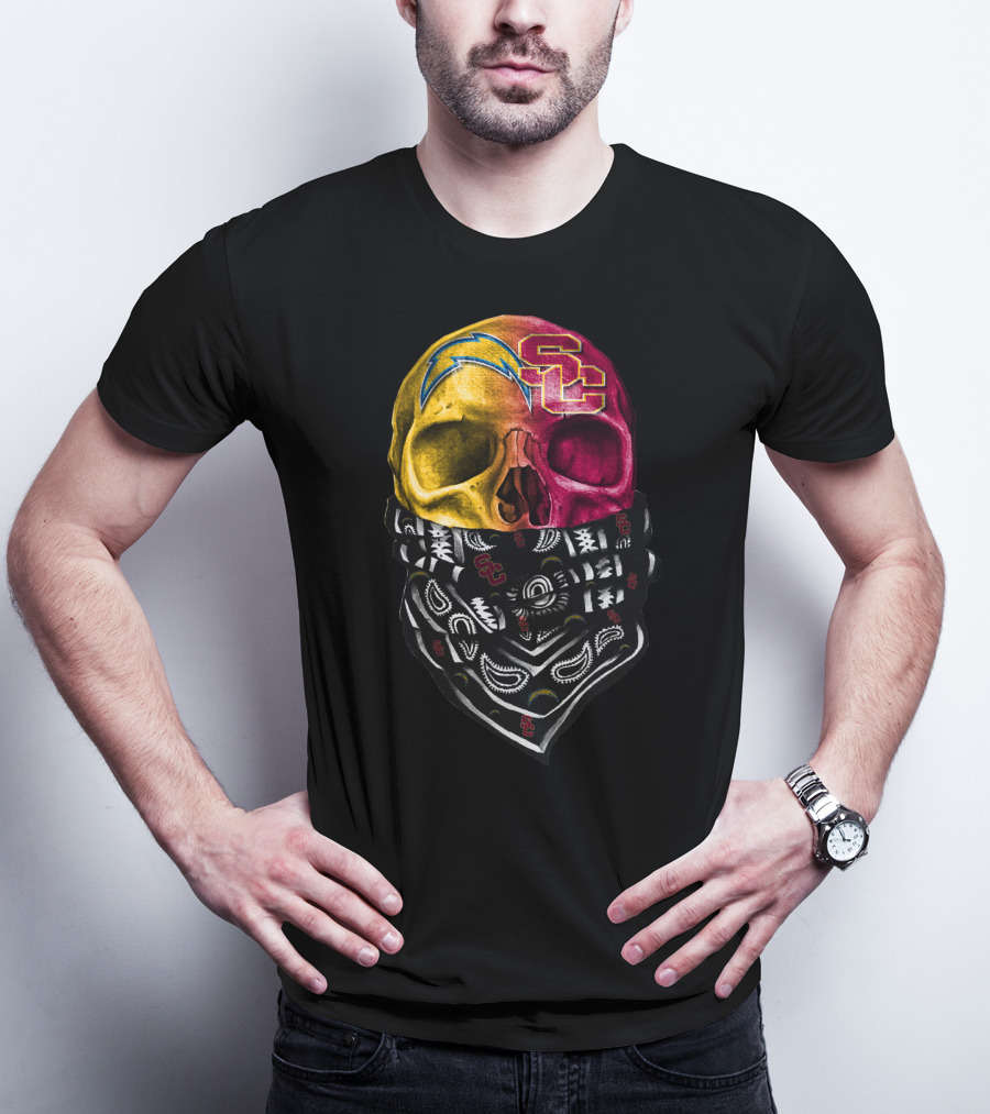 Sku 035 Usc Chargers Skull Bandana T-Shirt
