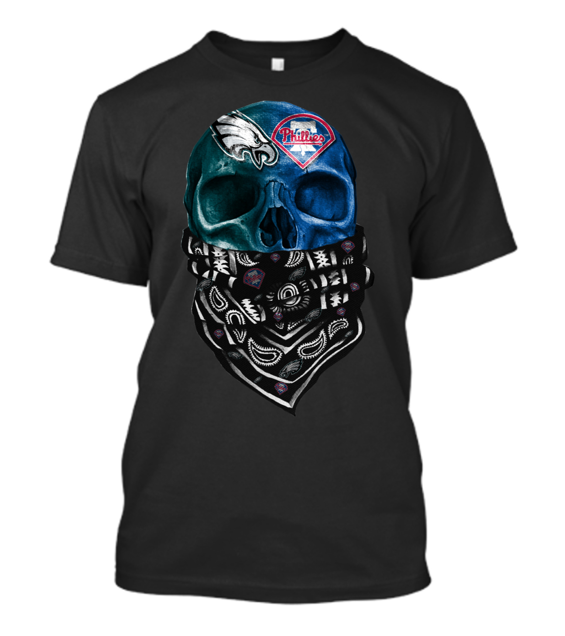 Philadelphia Eagles Phillies Skull Bandana T-Shirt