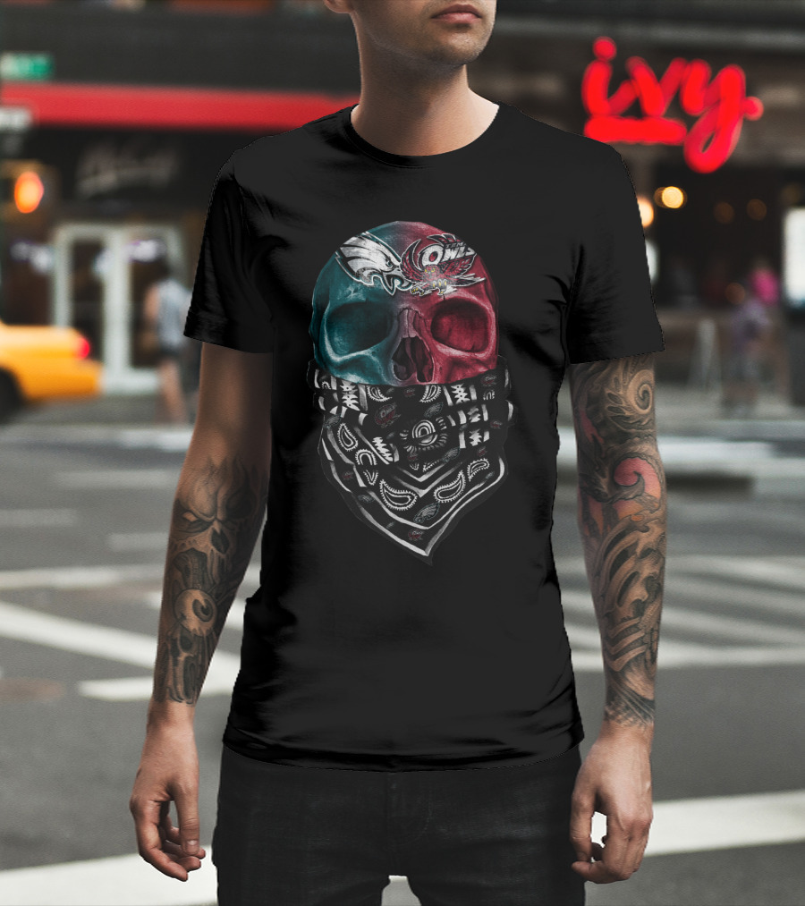 Eagles And Owls Dual Skull Bandana T-Shirt
