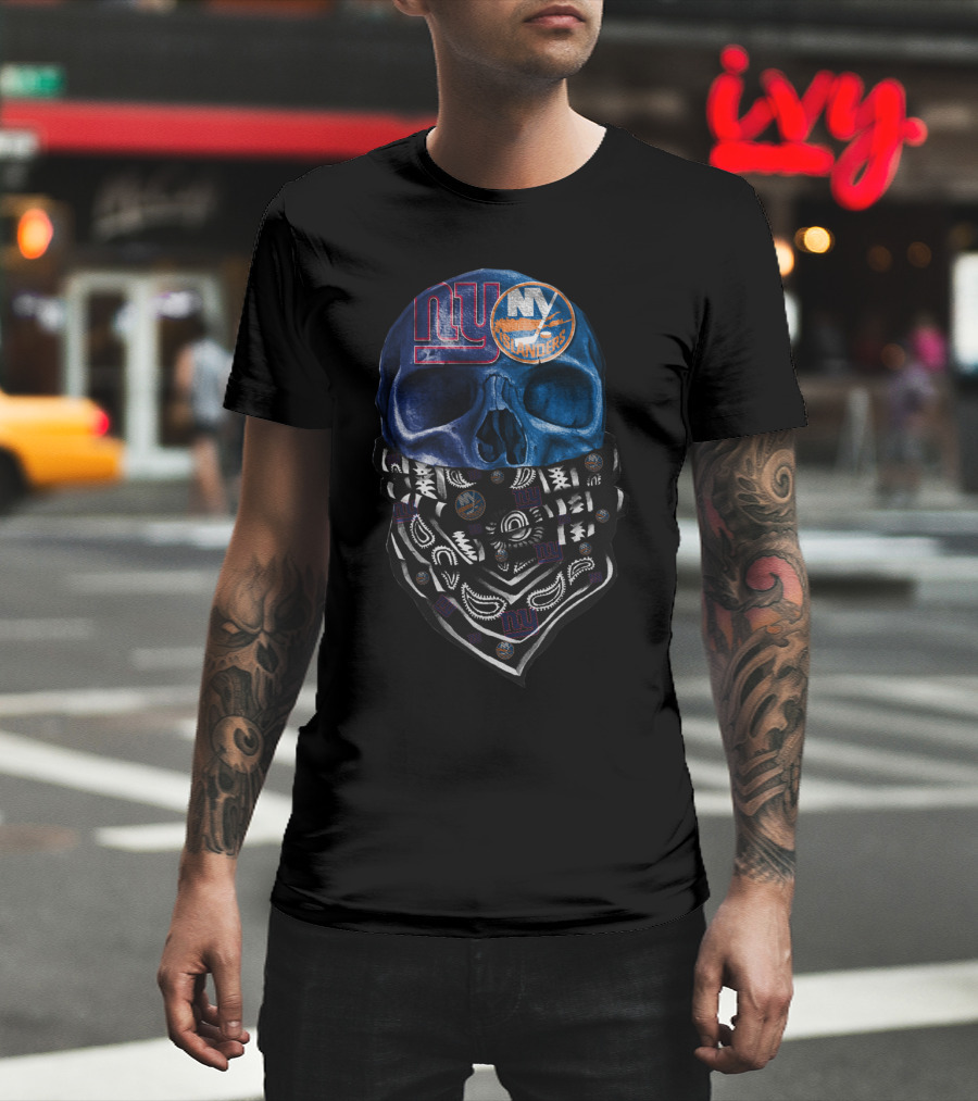 Ny Islanders And Giants Skull Bandana Sku 063 T-Shirt