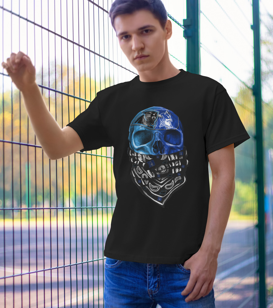 Carolina Panthers Duke Blue Devils Skull Bandana T-Shirt