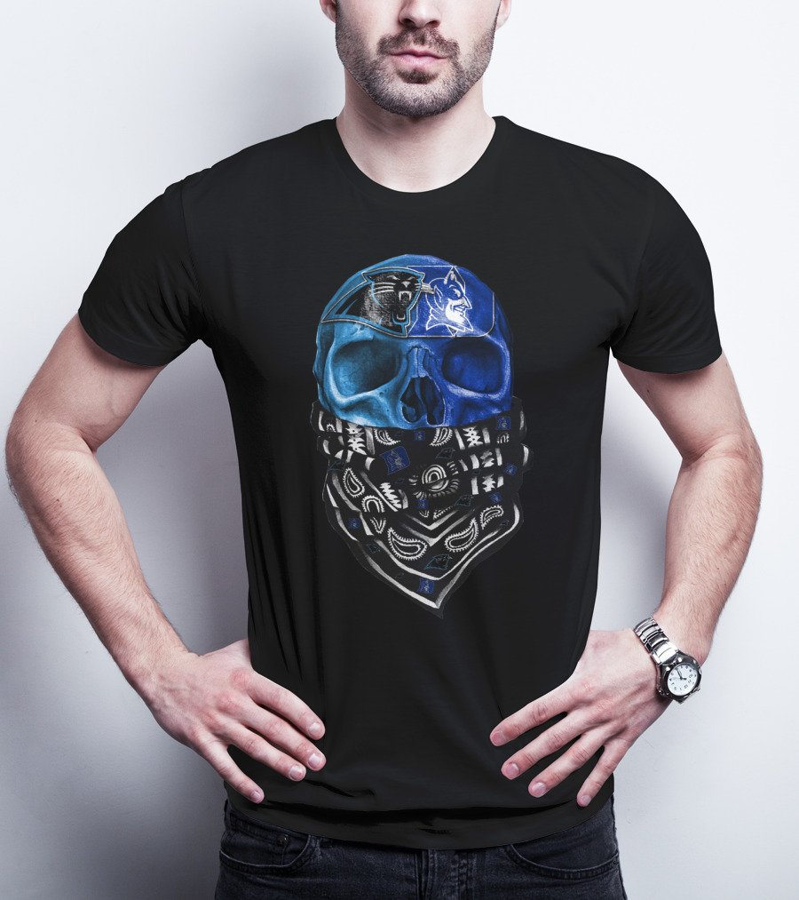 Carolina Panthers Duke Blue Devils Skull Bandana T-Shirt
