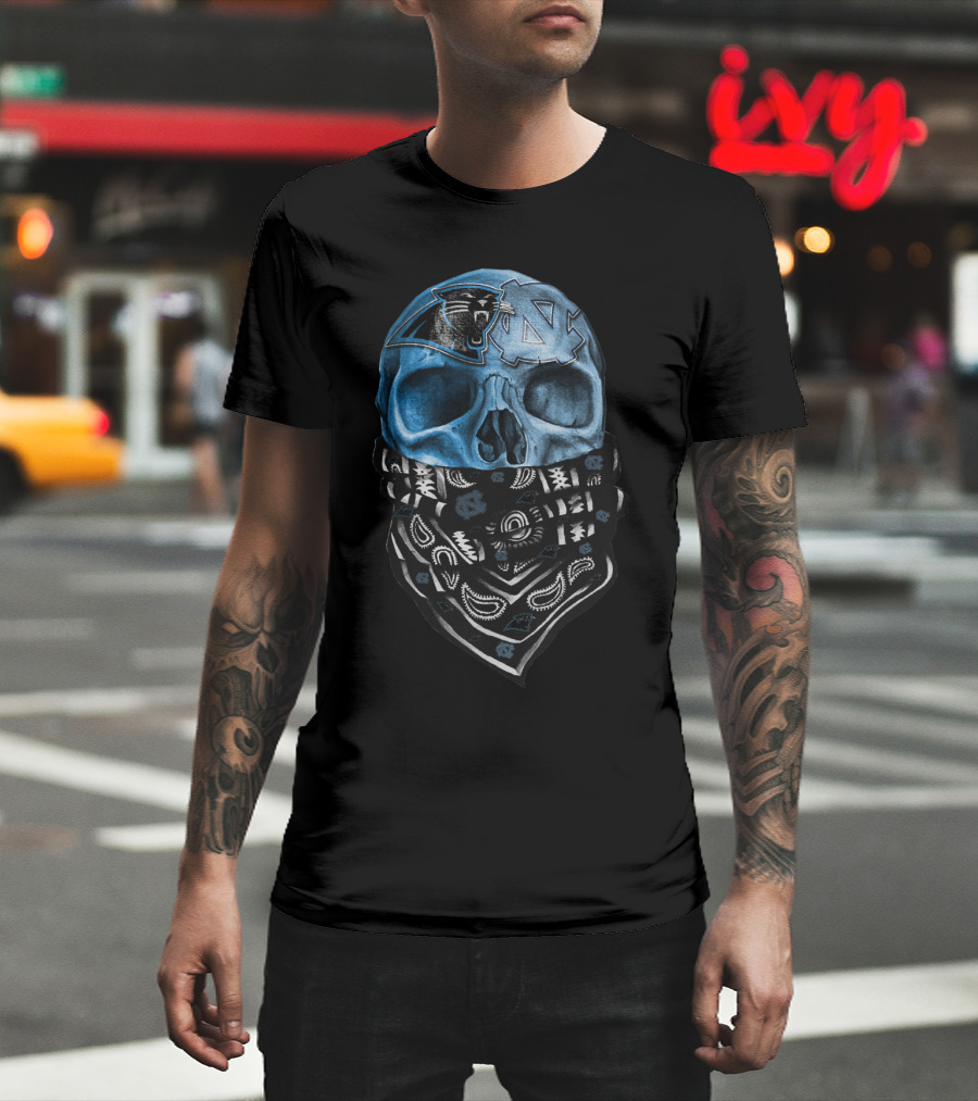 Panthers Tar Heels Skull Bandana T-Shirt