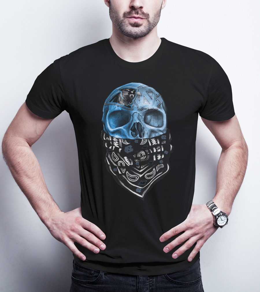 Panthers Tar Heels Skull Bandana T-Shirt