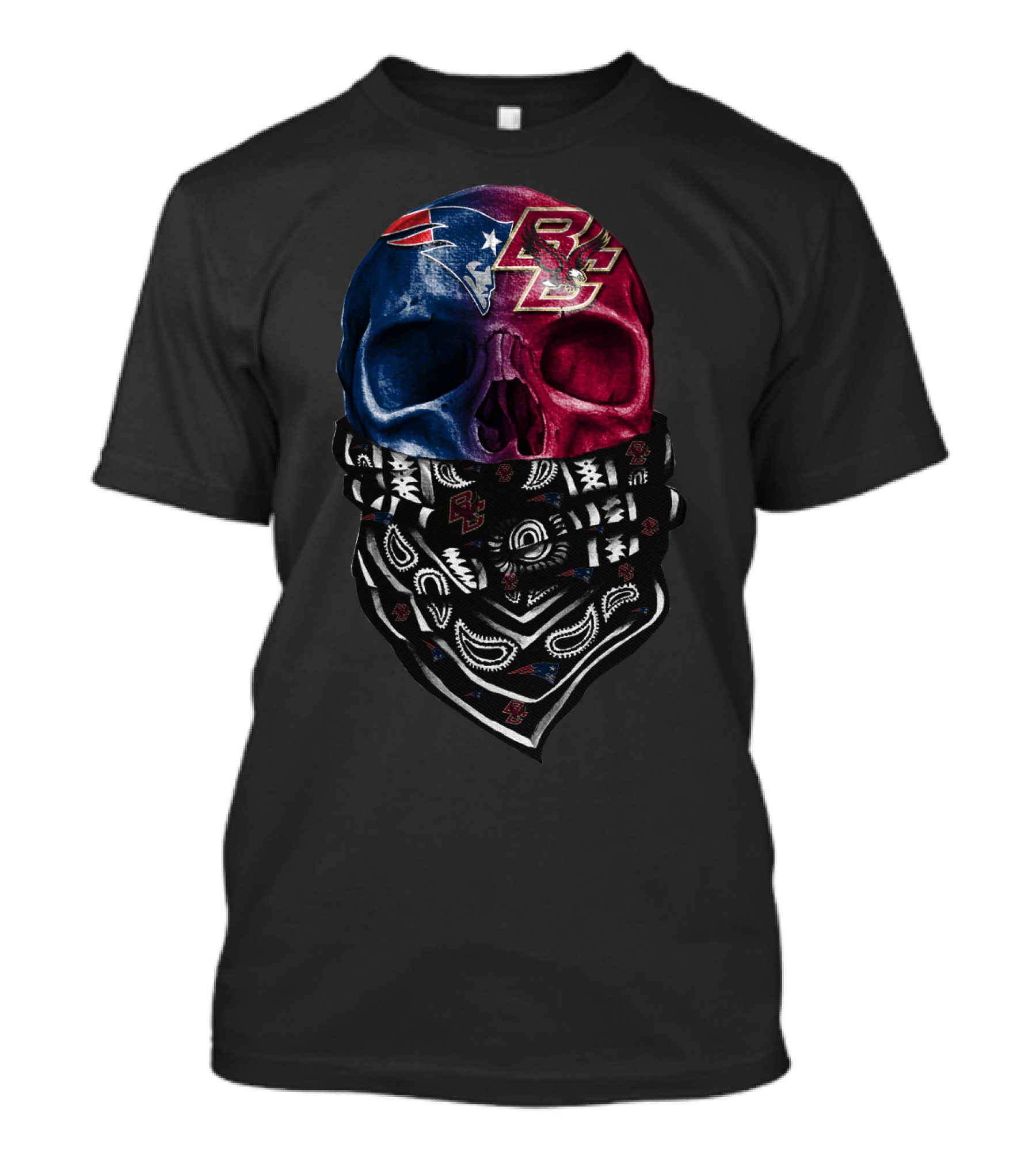 New England Patriots Bc Eagles Split Skull Bandana T-Shirt