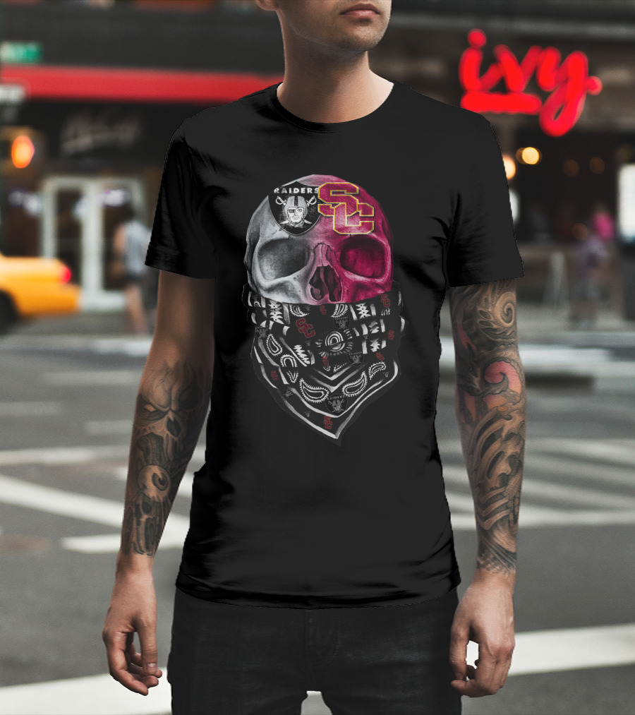 Raiders Usc Skull Bandana T-Shirt