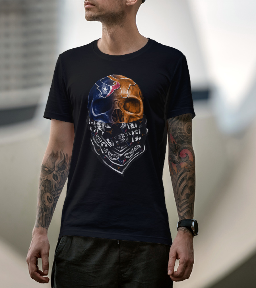 Texas Football Skull With Bandana T-Shirt