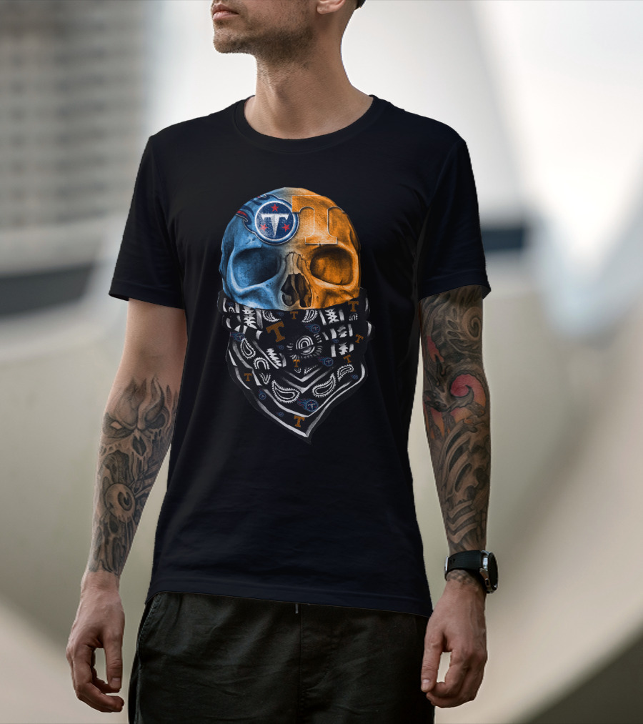 Tennessee Titans Volunteers Skull Crossbones Bandana T-Shirt