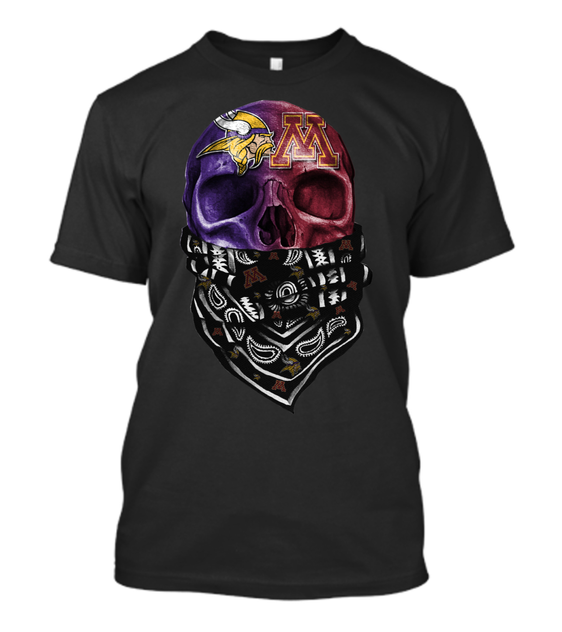 Vikings Gophers Skull Bandana T-Shirt