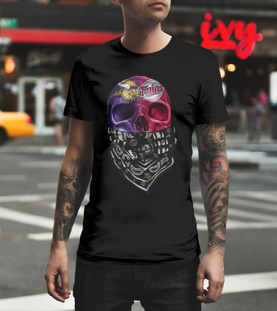Vikings Twins Skull Bandana Sku 135 T-Shirt